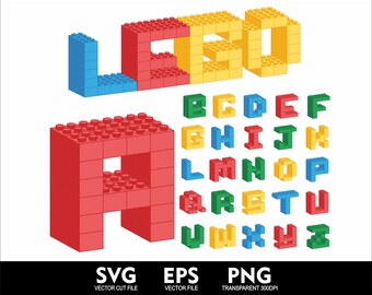 Bundle Bricks Font LEG Puzzle Font 5 Full Colors Set Brick Font Brick ...