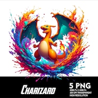 Charizard Watercolor Design: Sublimation PNG Set (digital Download) - Etsy