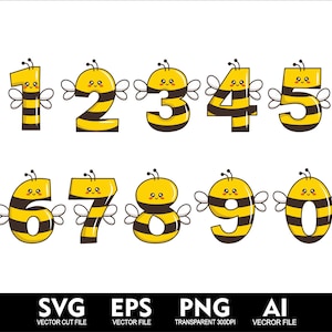 Cute Bee Alphabets and Numbers Doodle Font Bee Font Honey Bee Alphabet ...
