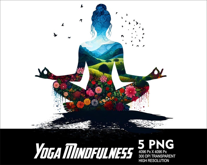 5 PNG Woman Yoga Meditation Art Mindfulness Design Splash Transparent ...