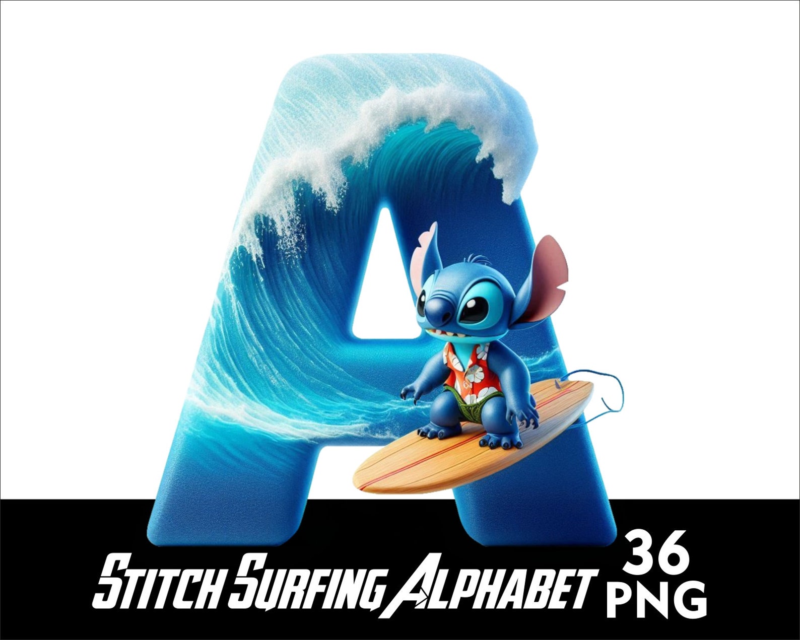 Stitch is Surfing Alphabet Stitch Font PNG Hawaii Surf Font and Numbers ...