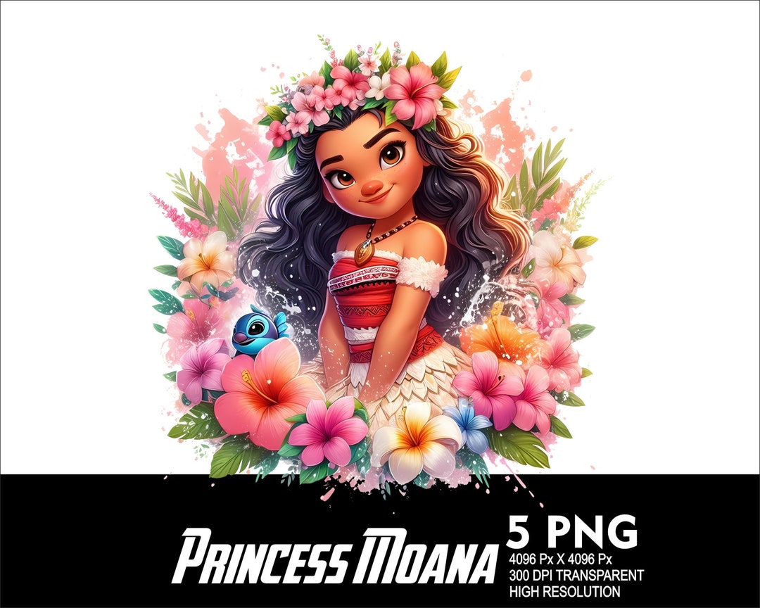 5 PNG Princess Moana Flowers Splash Transparent PNG File for ...