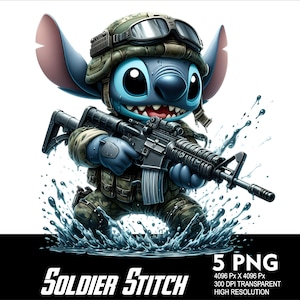 5 PNG Soldier Stitch Splash and Watercolor Transparent PNG File for ...