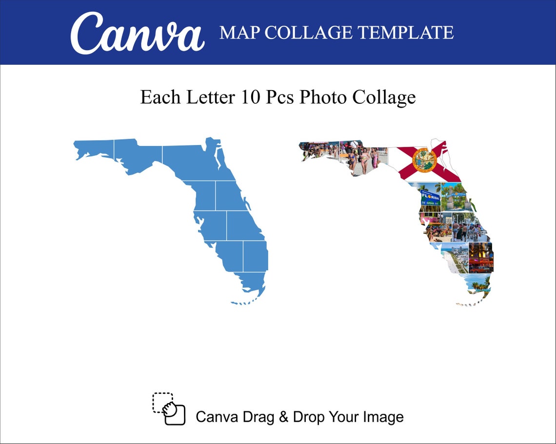 Canva Florida Photo Collage for Canva 1pcs and 10pcs Inside Collage for ...
