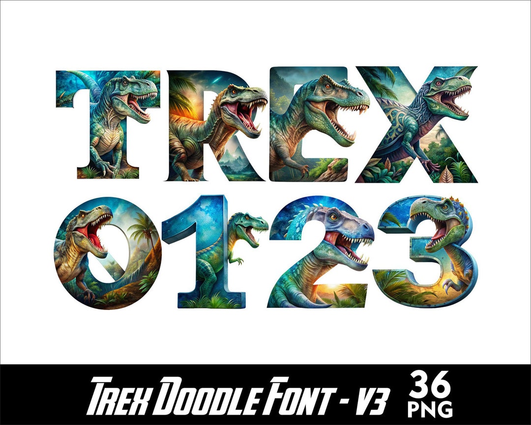 Trex Alphabet Dinosaur Letters Alphabet Png Dino Font Letters Trex ...
