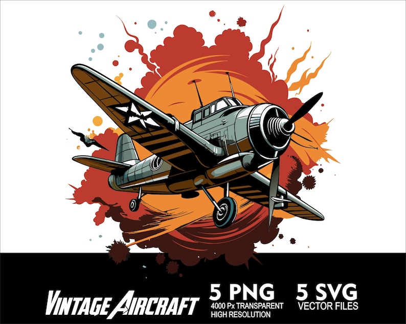 Vintage Airplane Splash 5 PNG 5SVG Design Transparent PNG File for ...