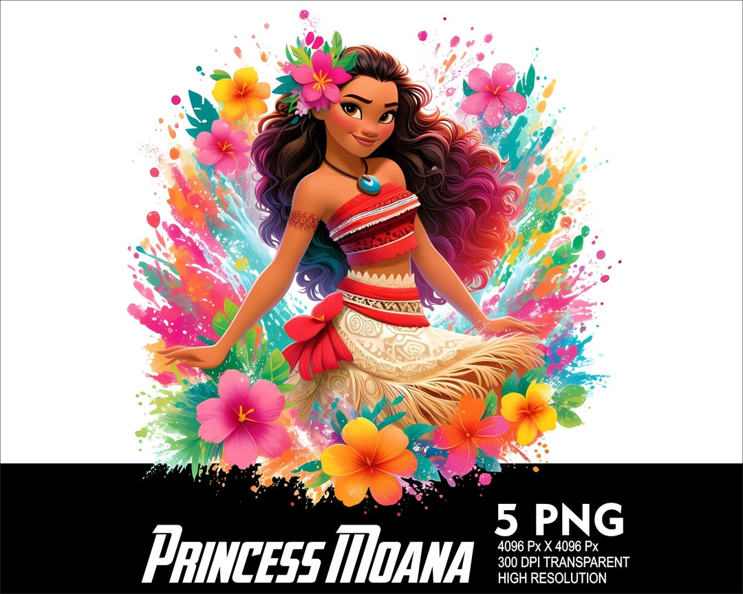 5 PNG Princess Moana Splash and Watercolor Transparent PNG File for ...