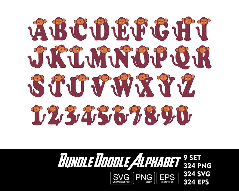 Kids Animals Letters Animal Alphabet Svg Eps Png Letters 9 Sets Animals ...