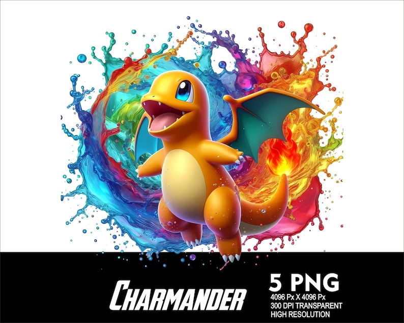 5 PNG Charmander Splash and Watercolor Transparent Png File for ...