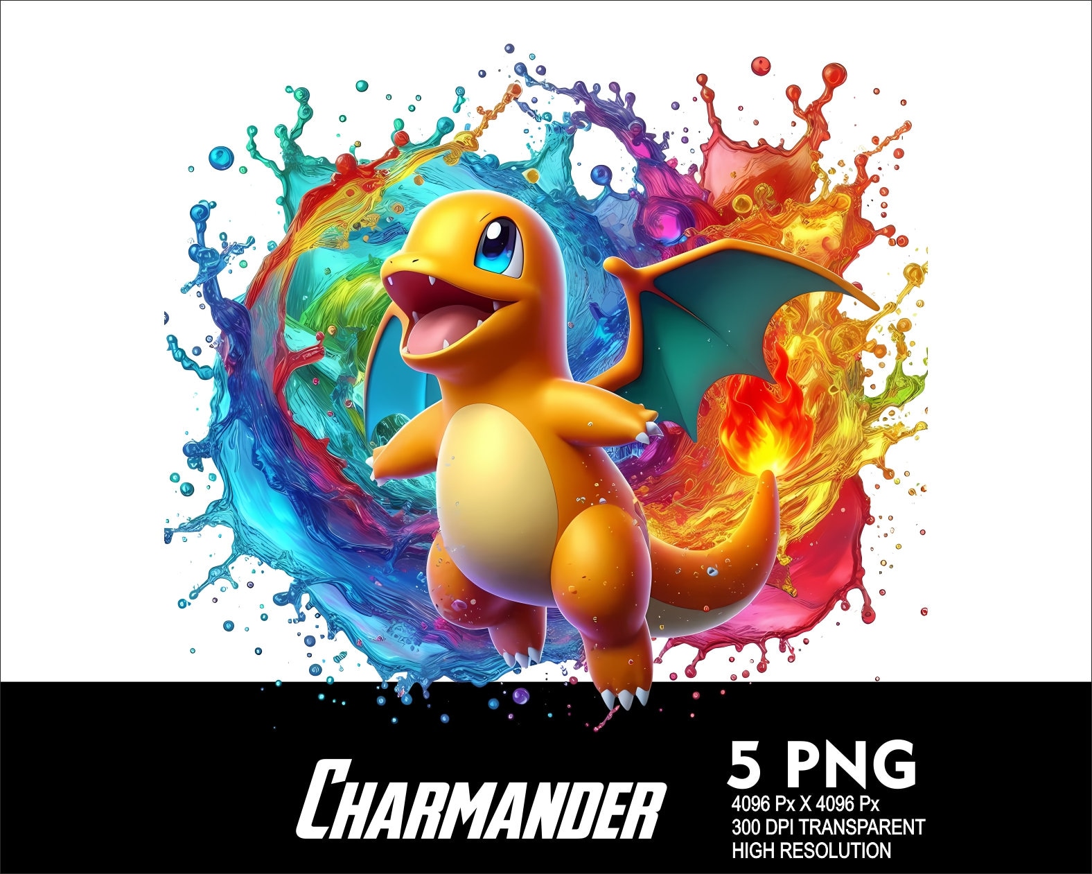 5 PNG Charmander Splash and Watercolor Transparent Png File for ...
