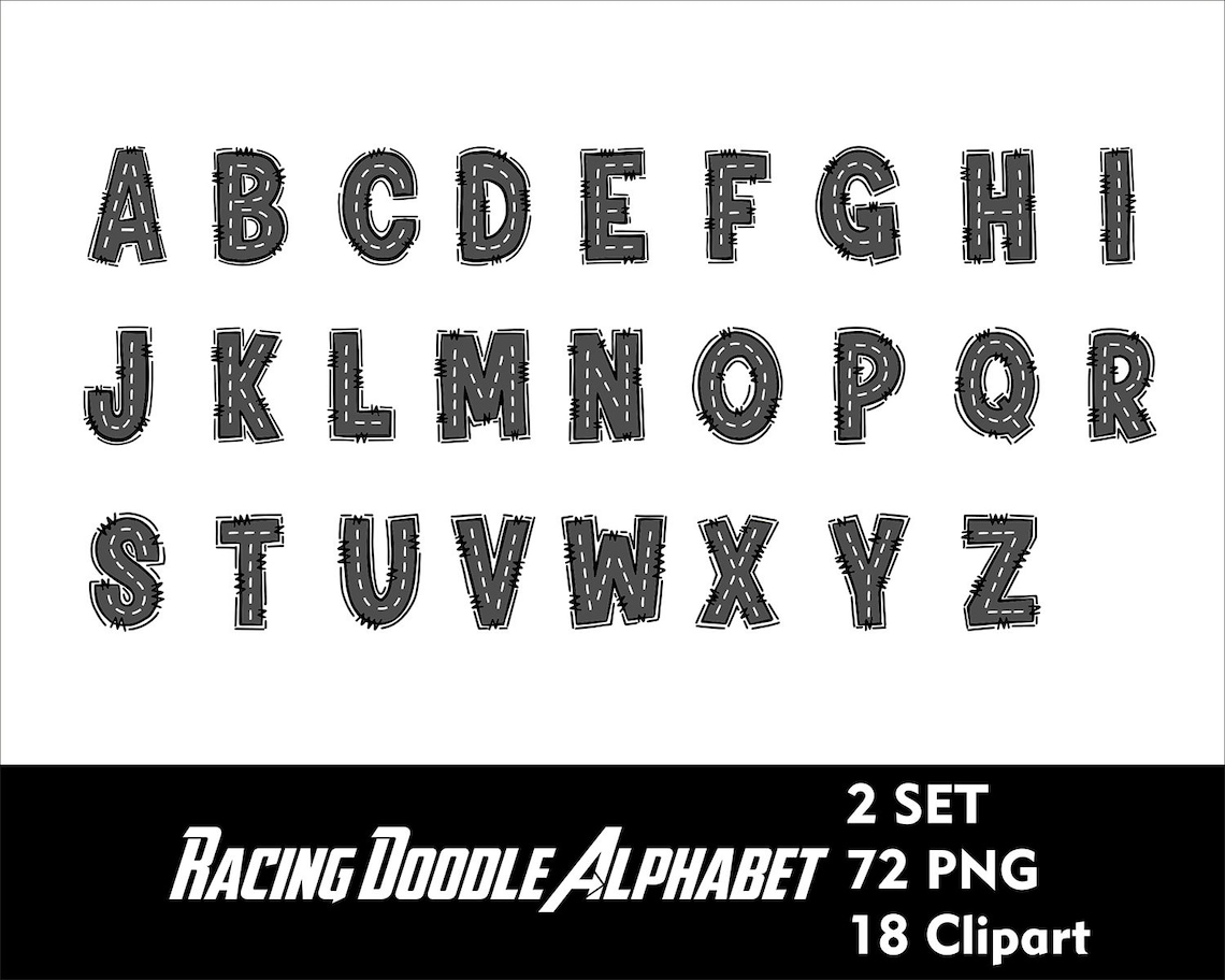 Racing Checkered Alphabet Race Track Alphabet Road Numbers Letters Race ...