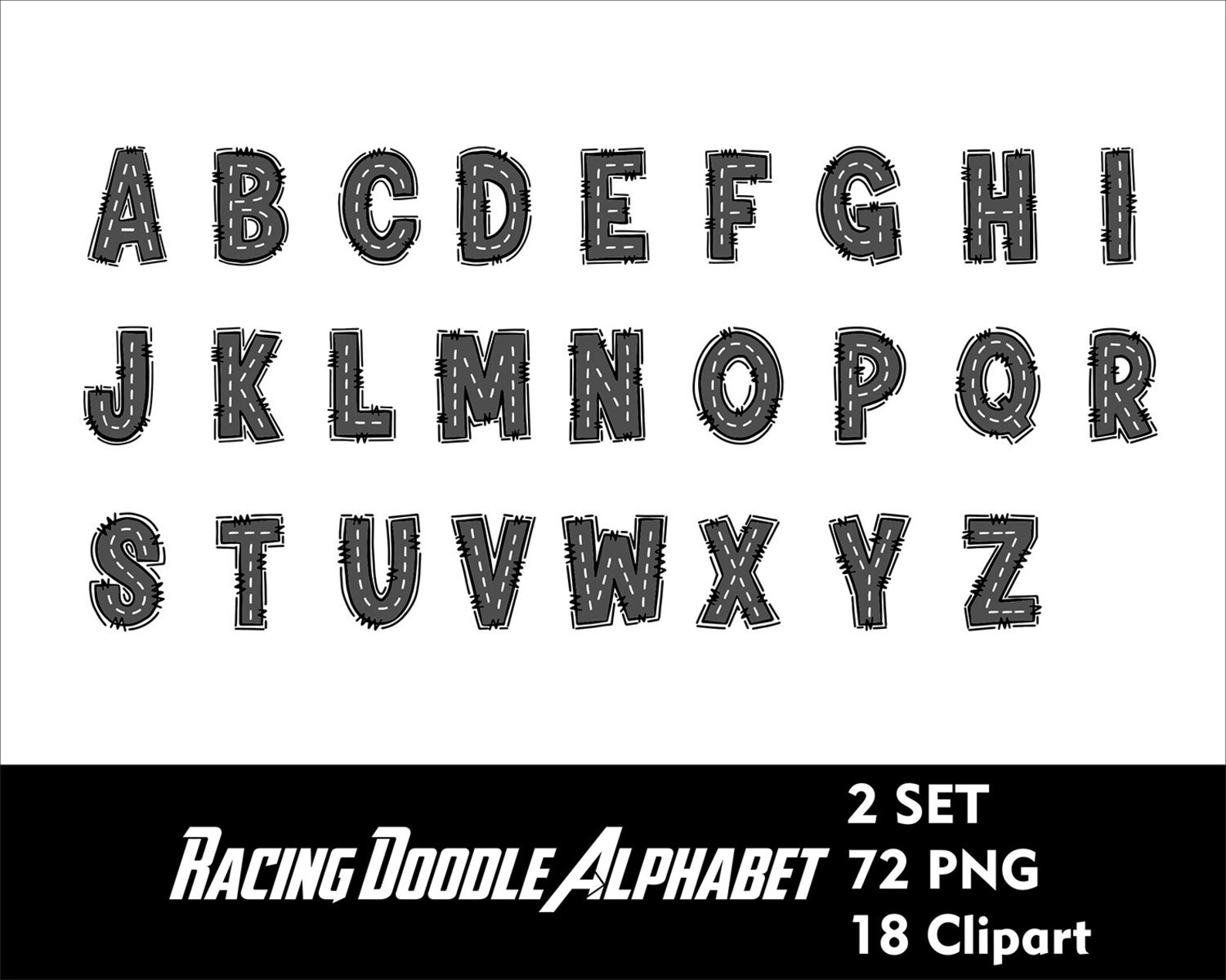 Racing Checkered Alphabet Race Track Alphabet Road Numbers Letters Race ...