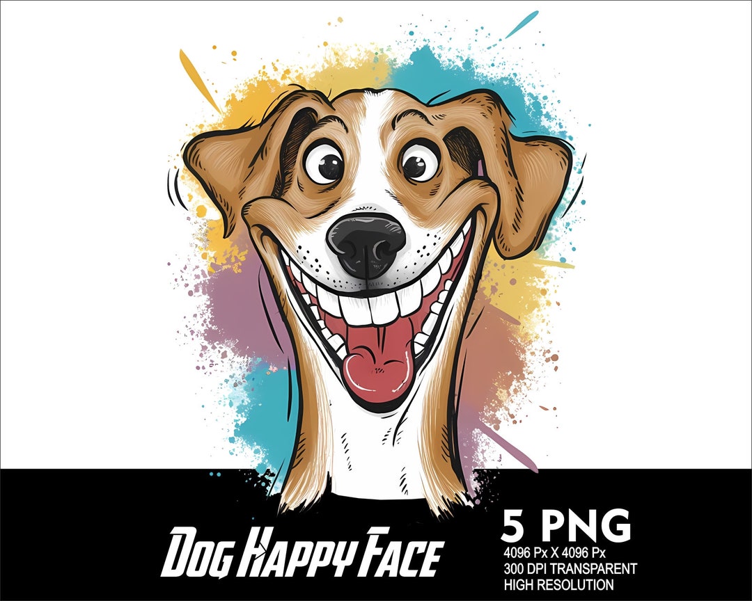 5 PNG Happy Face Dog Splash Transparent PNG File for Sublimation 300dpi ...