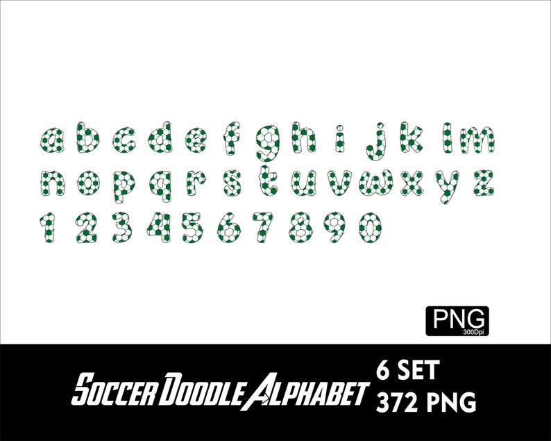 Soccer Alphabet Bundle 6 Set Png Doodle Letters Sport Letters Soccer ...