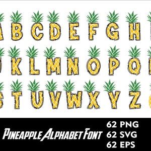 Pineapple Doodle Alphabet Pineapple Font SVG PNG Fruit Pineapple ...