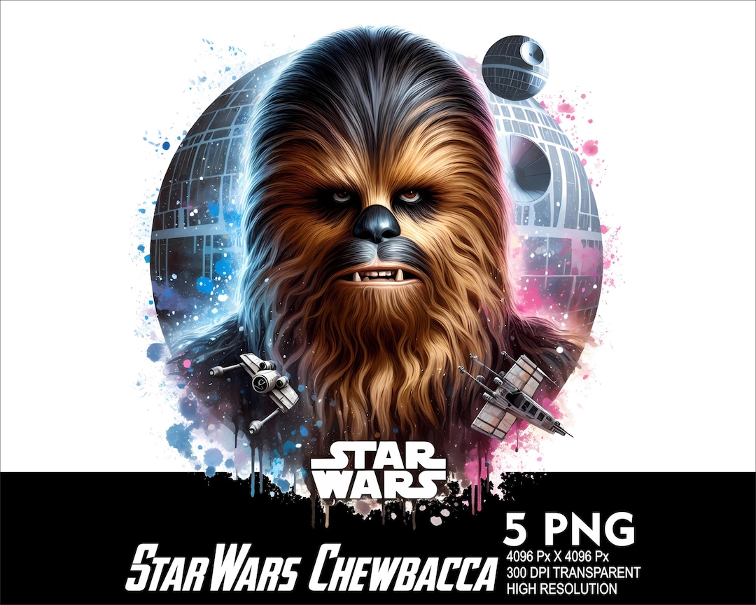 5 PNG Starwars Chewbacca Splash and Watercolor Transparent Png File for ...