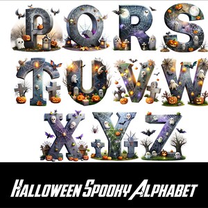 Halloween Spooky Alphabet Font PNG Spooky Letters and Numbers for ...