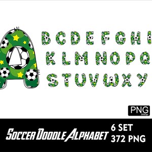 Soccer Alphabet Bundle 6 Set Png Doodle Letters Sport Letters Soccer ...