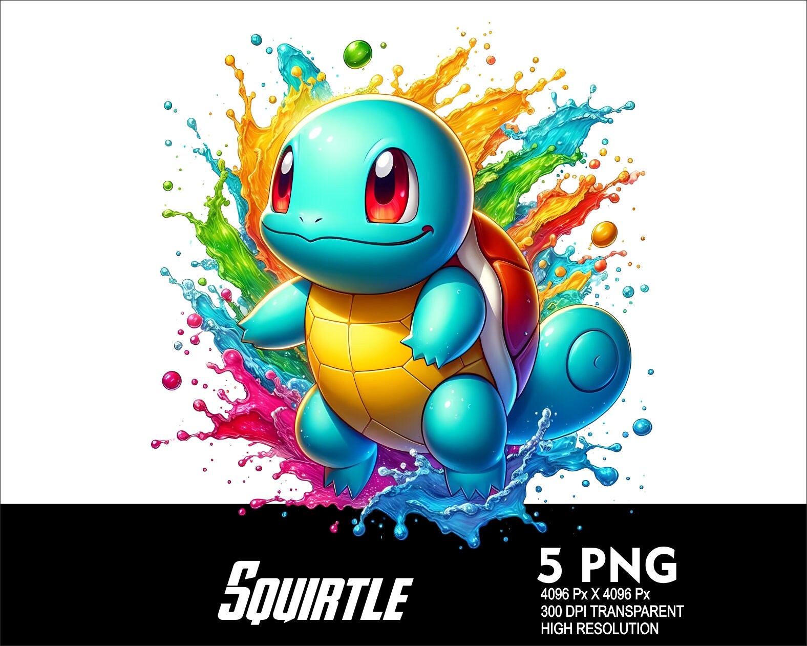5 PNG Squirtle Splash and Watercolor Transparent Png File for ...