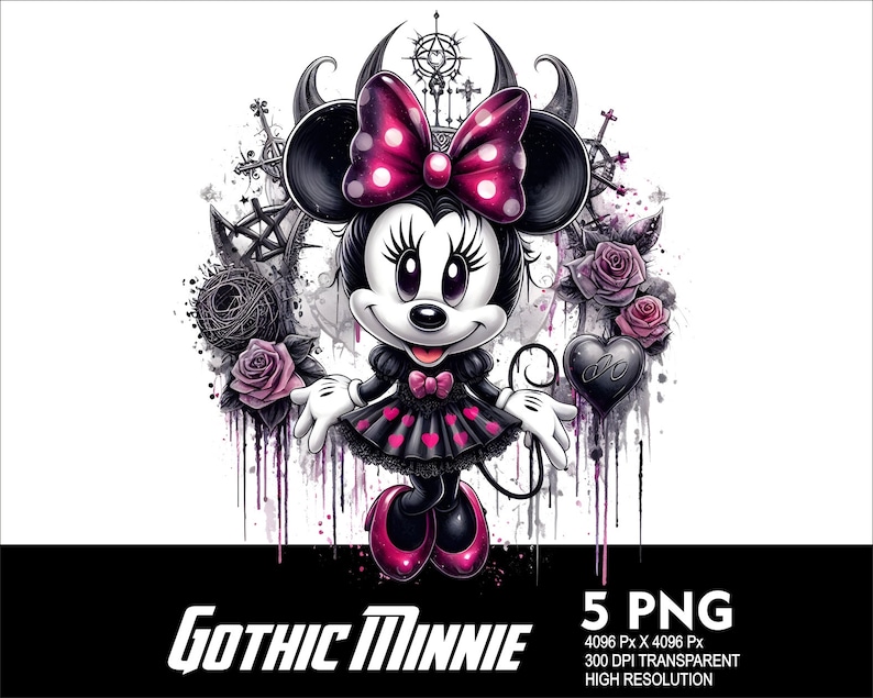 5 PNG Gothic Minnie PNG Dark Mouse Princess Design Splash and ...