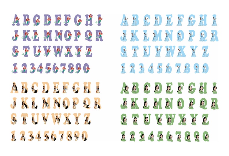 Princess Alphabet Bundle 17 Set Letters Font Girl Princess Doodle Font ...