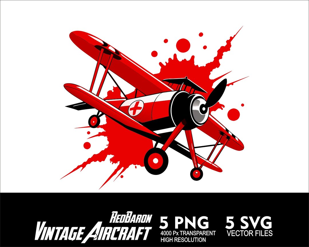 Vintage Airplane Red Aircraft Splash 5 PNG 5SVG Design Transparent PNG ...