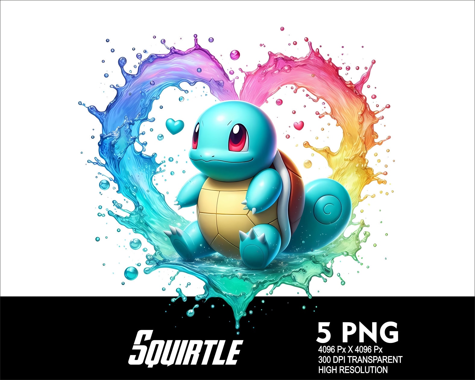 5 PNG Squirtle Splash and Watercolor Transparent Png File for ...
