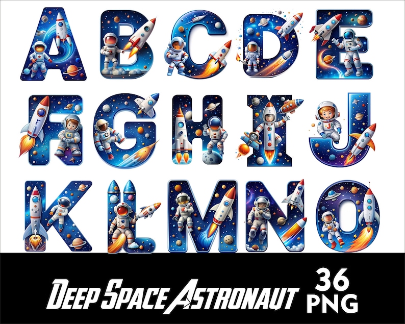 Deep Space Astronaut Alphabet Space Font Deepspace Letters Png ...