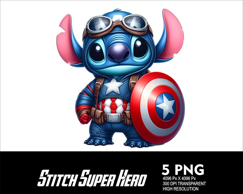 10 PNG Super Hero Bundle Stitch Splash and Watercolor Transparent PNG ...