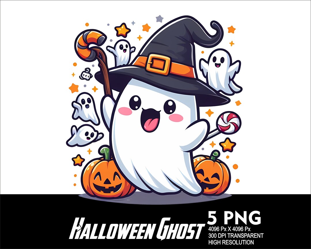 5 PNG Halloween Ghost Splash Spooky Design Transparent PNG File for ...