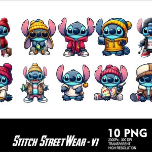 Bundle 10 PNG Stitch Streerwear Transparent PNG File for Sublimation ...