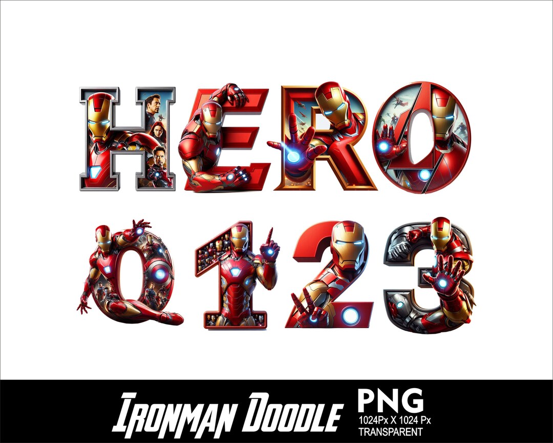 Superhero Alphabet Iron Alphabet Png Super Hero Font Iron Hero Letters ...