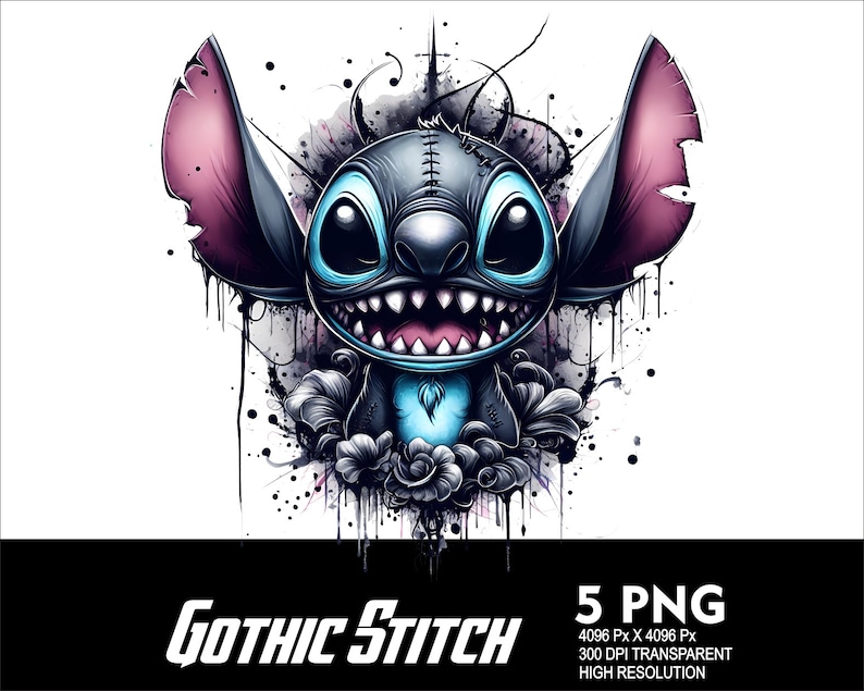 5 PNG Gothic Stitch PNG Dark Stitch Design Splash and Watercolor ...