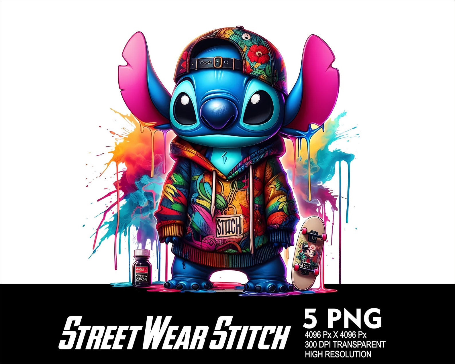 5 PNG Streetwear Stitch Rapper Splash Transparent PNG File for ...