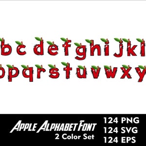 Apple Doodle Alphabet Red Apple Font SVG Green Apple Alphabet Apple ...