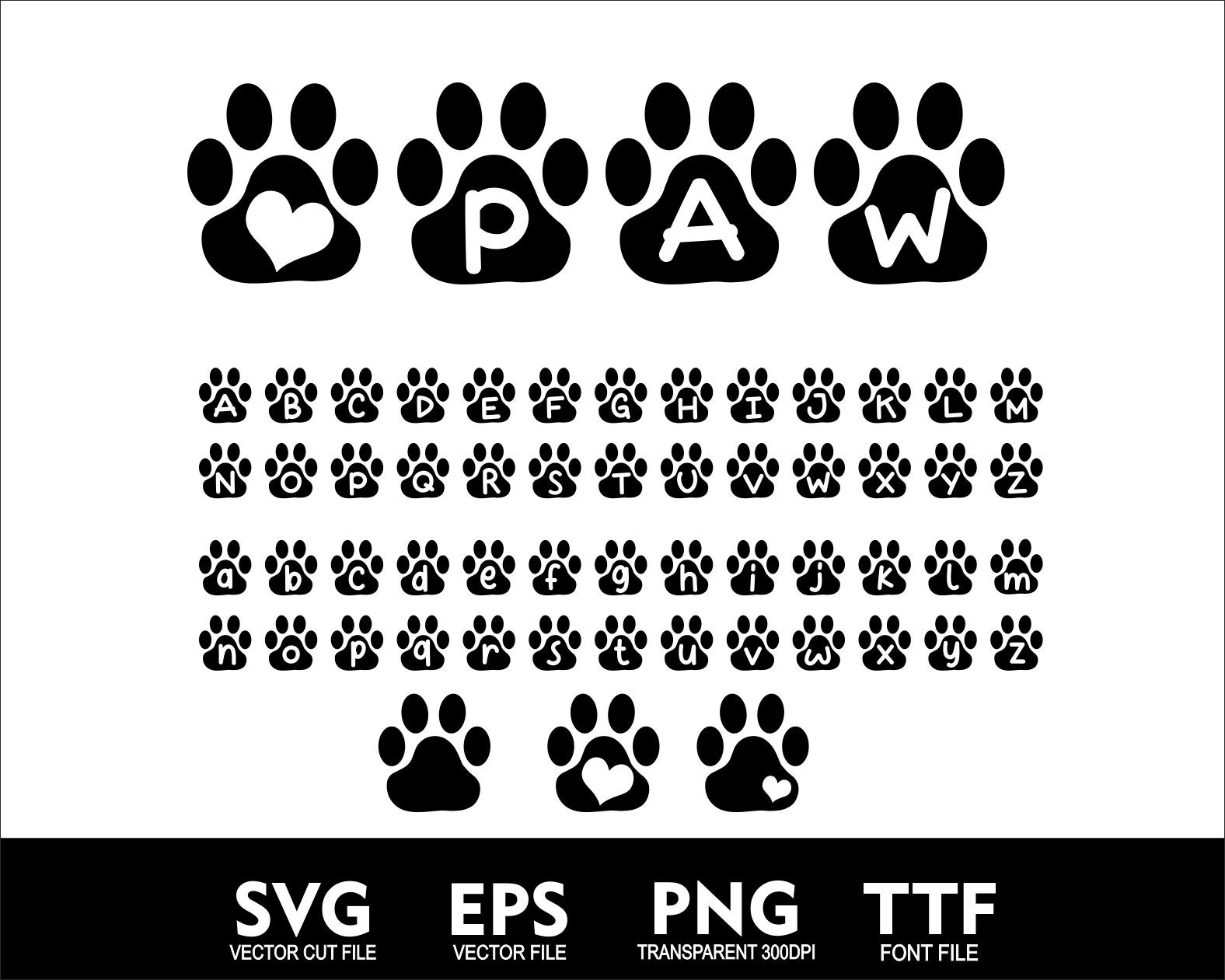 Paw Font SVG Dog Alphabet Font Paw Letters Kitty Paw Alphabet Cat and ...