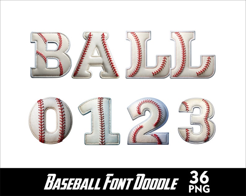 Realistic Baseball Alphabet Sport Letters Baseball Stitches Alphabet ...