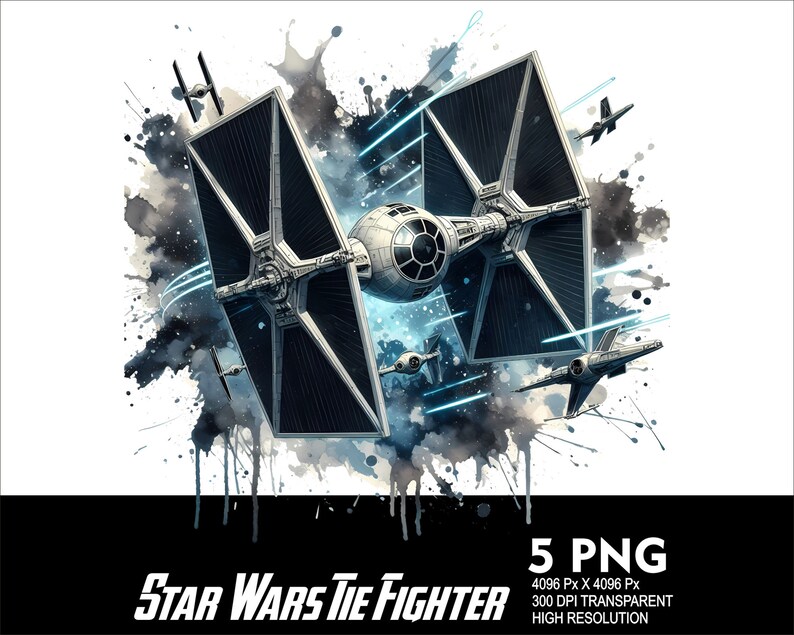 5 PNG Starwars Tie Fighter Splash and Watercolor Transparent Png File ...