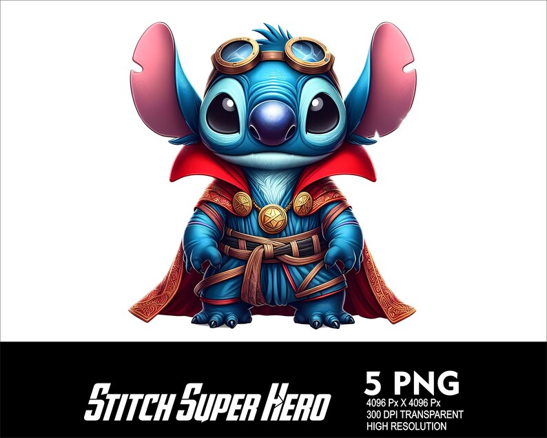 10 PNG Super Hero Bundle Stitch Splash and Watercolor Transparent PNG ...