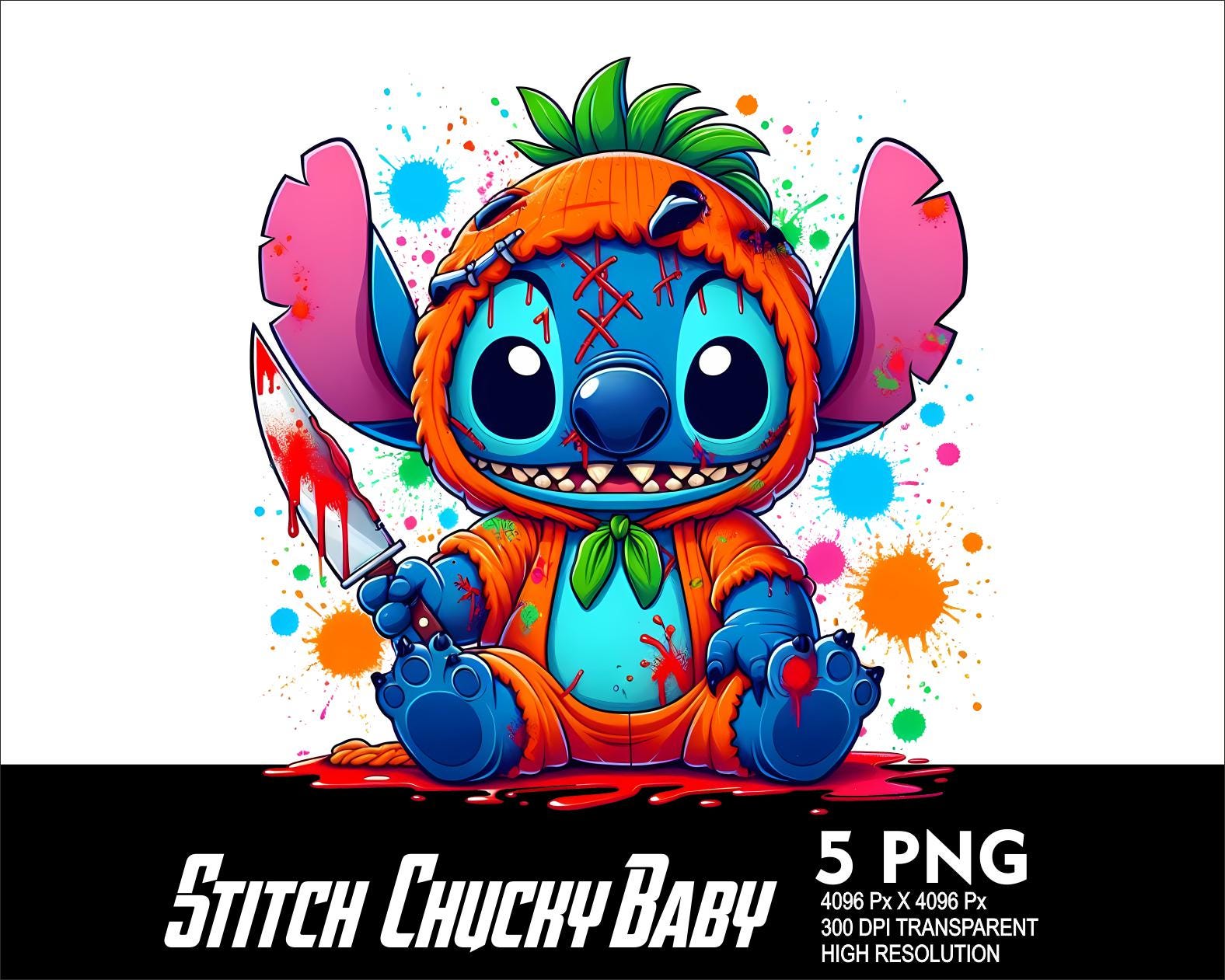 5 PNG Stitch Chuck Baby PNG Halloween Stitch Design Splash and ...