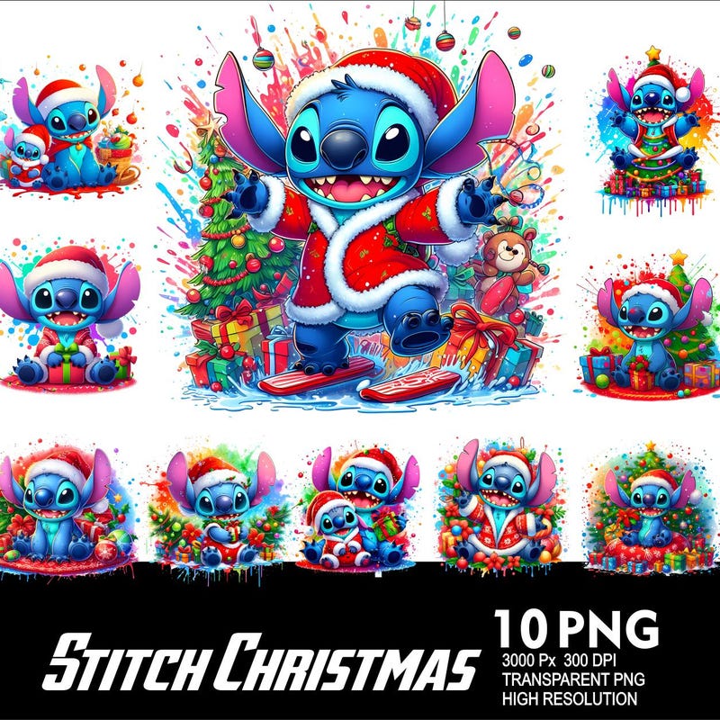 Stitch Christmas Clipart - Etsy