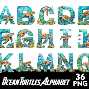 Ocean Turtles Alphabet Animals Alphabet Png Caretta Turtle Letters ...