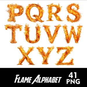 Flame Alphabet Fire Font Fire Letter and 5 Flame Clipart Png ...