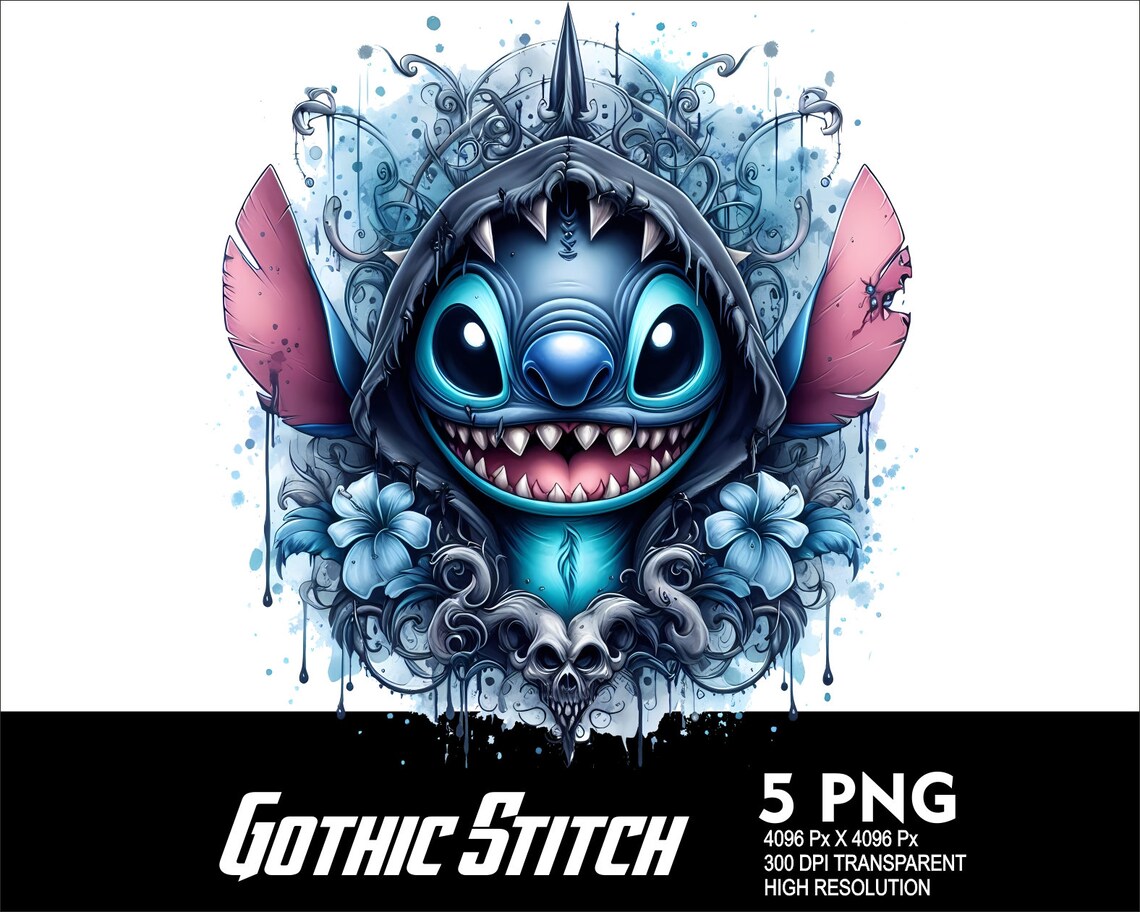 5 PNG Gothic Stitch PNG Dark Stitch Design Splash and Watercolor ...