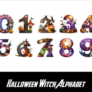 Halloween Witch Alphabet Font PNG Spooky Letters and Numbers for ...