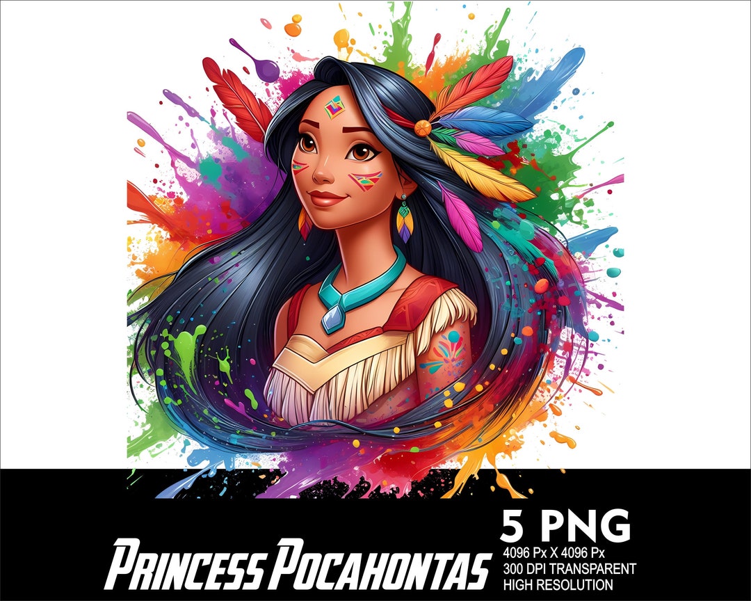 5 PNG Princess Pocahontas Splash and Watercolor Transparent PNG File ...