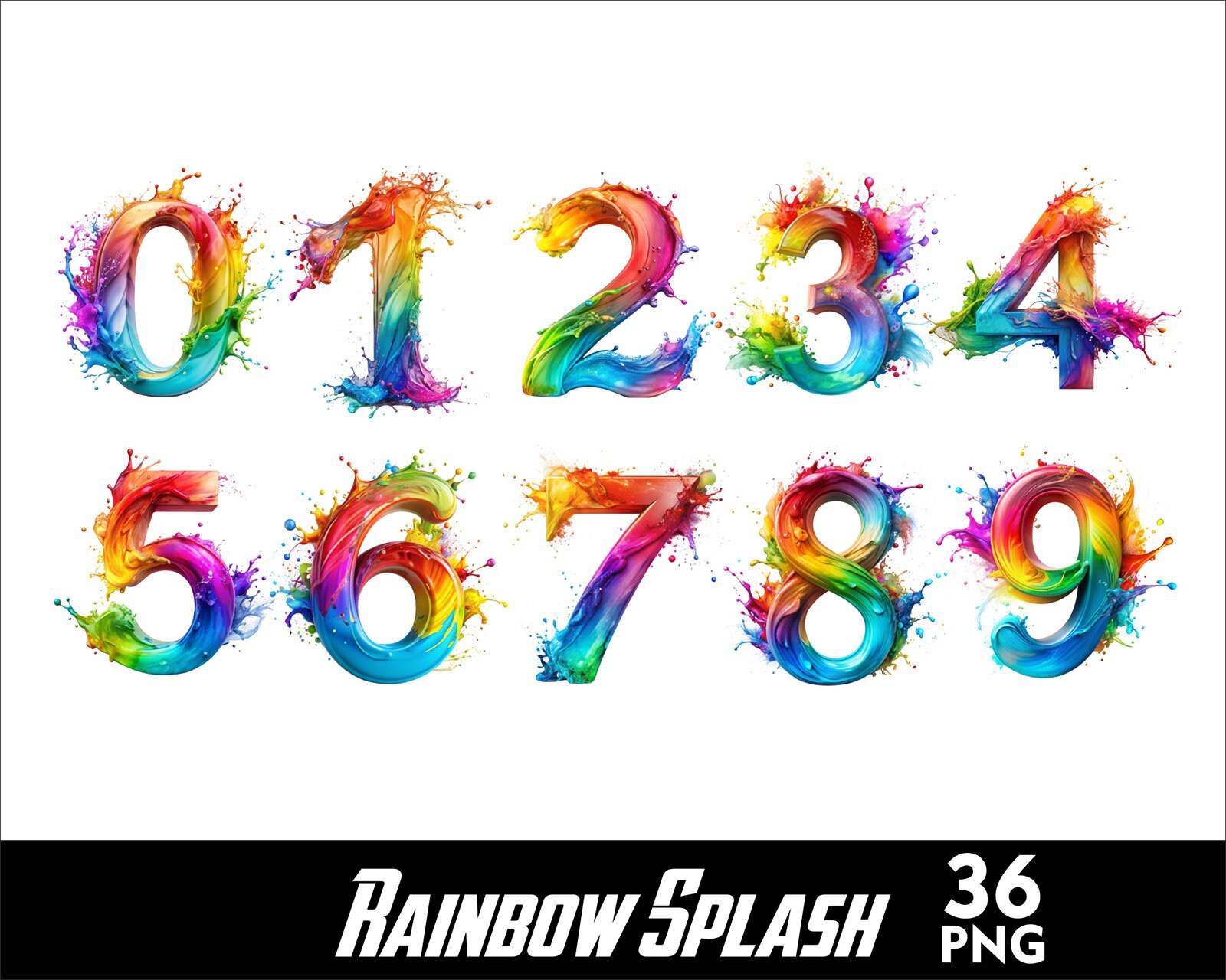 Rainbow Splash Alphabet 3d Font PNG Letters Rainbow Letters and Numbers ...