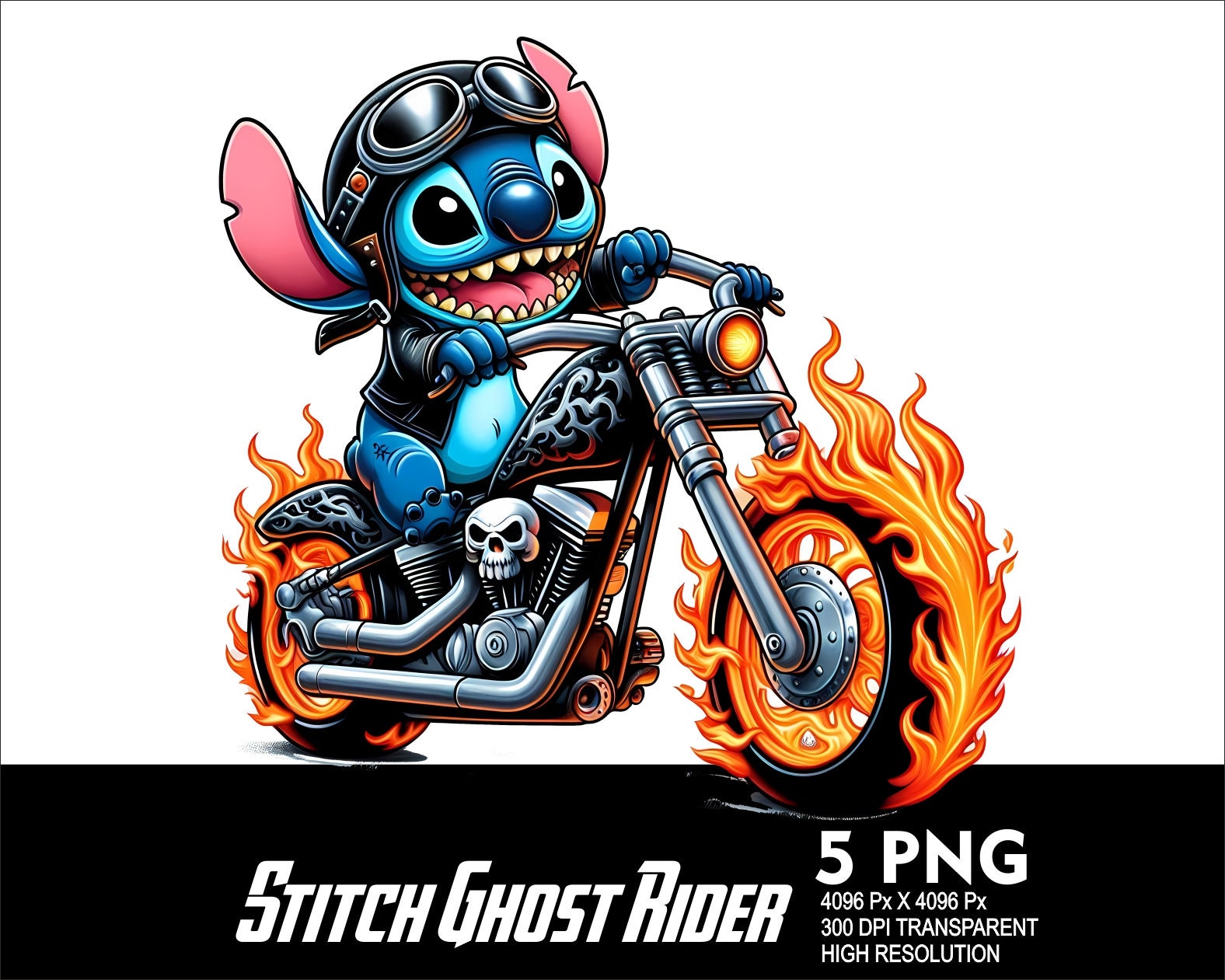 5 PNG Stitch Ghost Rider Splash Transparent PNG File for Sublimation ...