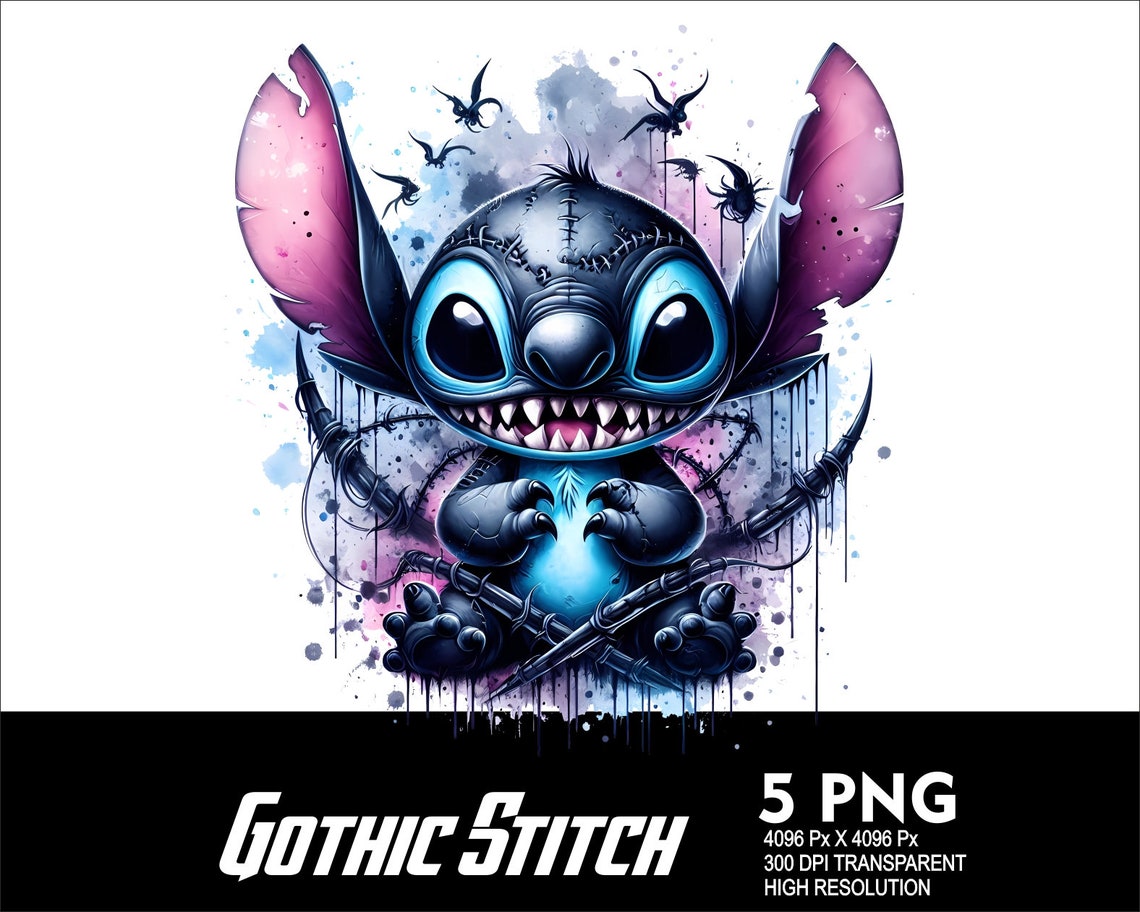 5 PNG Gothic Stitch PNG Dark Stitch Design Splash and Watercolor ...