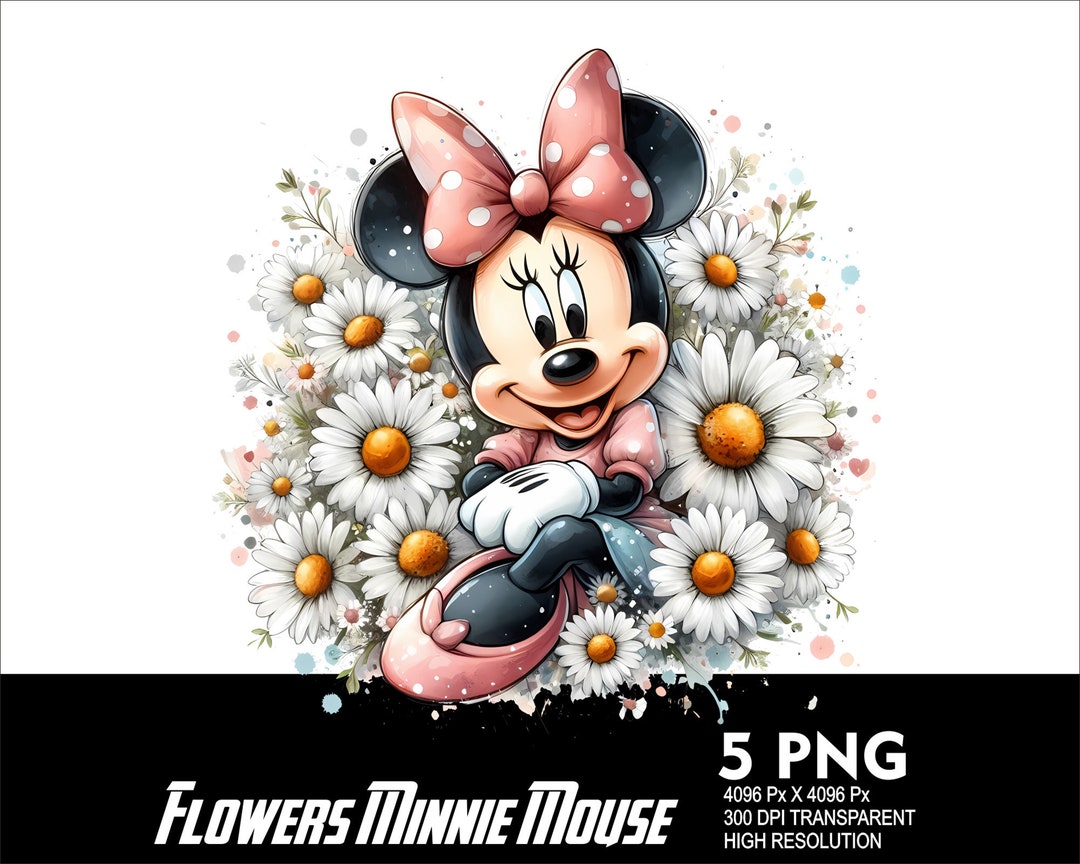 5 PNG Mouse Girl Flowers Splash and Watercolor Transparent Png File for ...